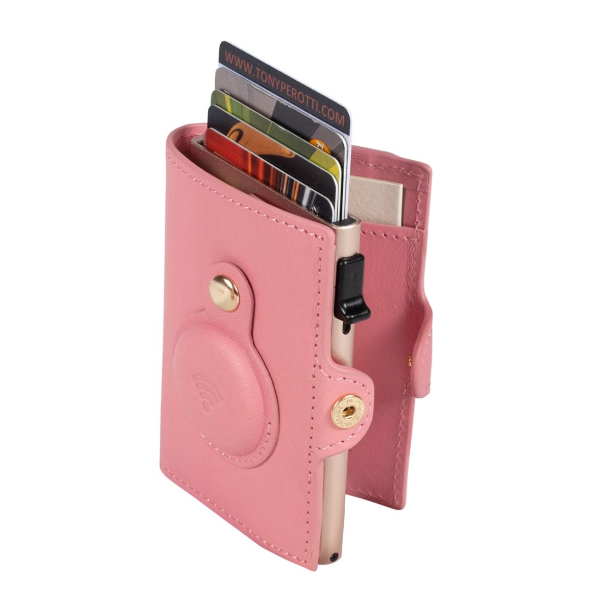 Tony Perotti Ladies Slim Card Holder with Air Tag Pouch Rose