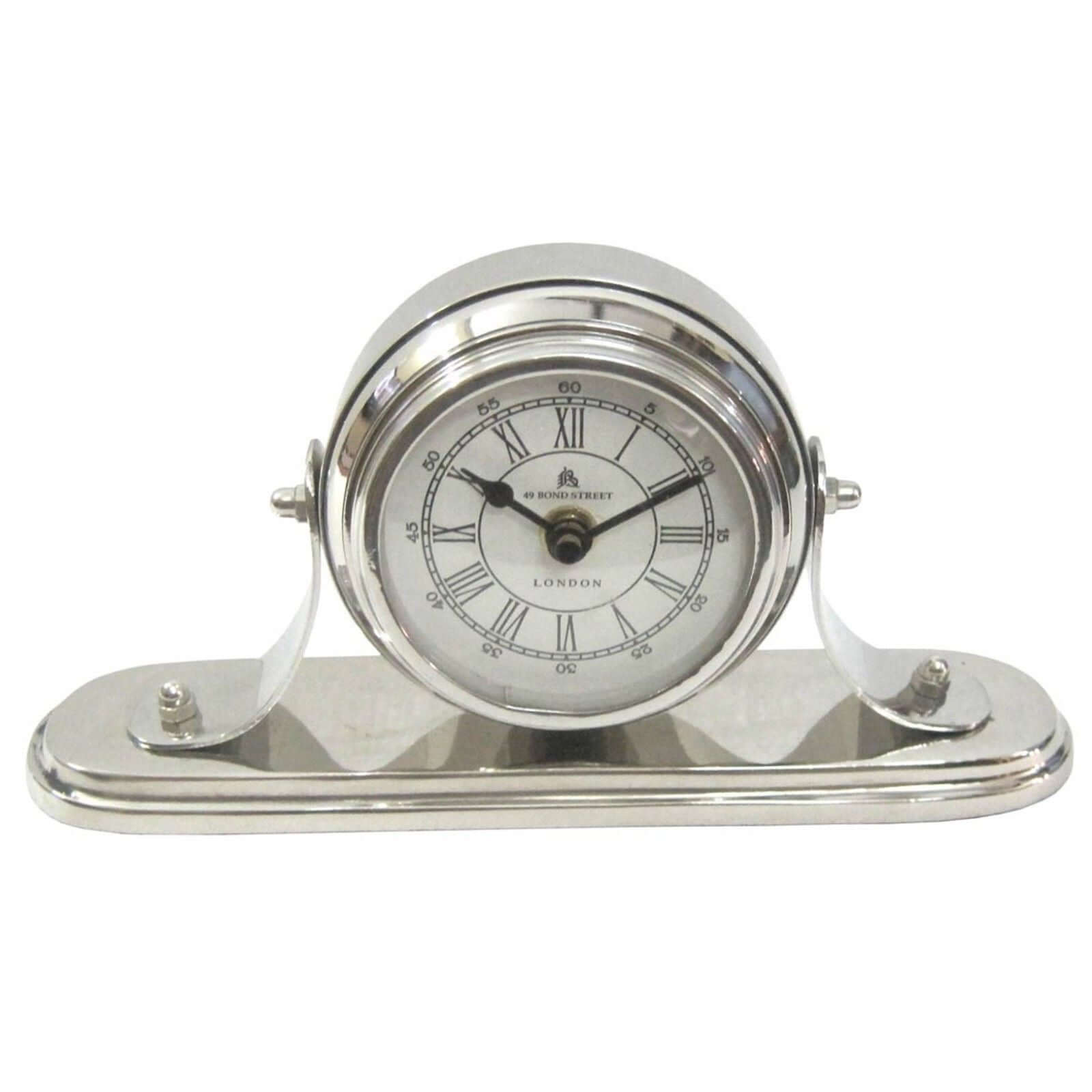 Bond Street London Small Nickel Mantle Clock| Gift for Home