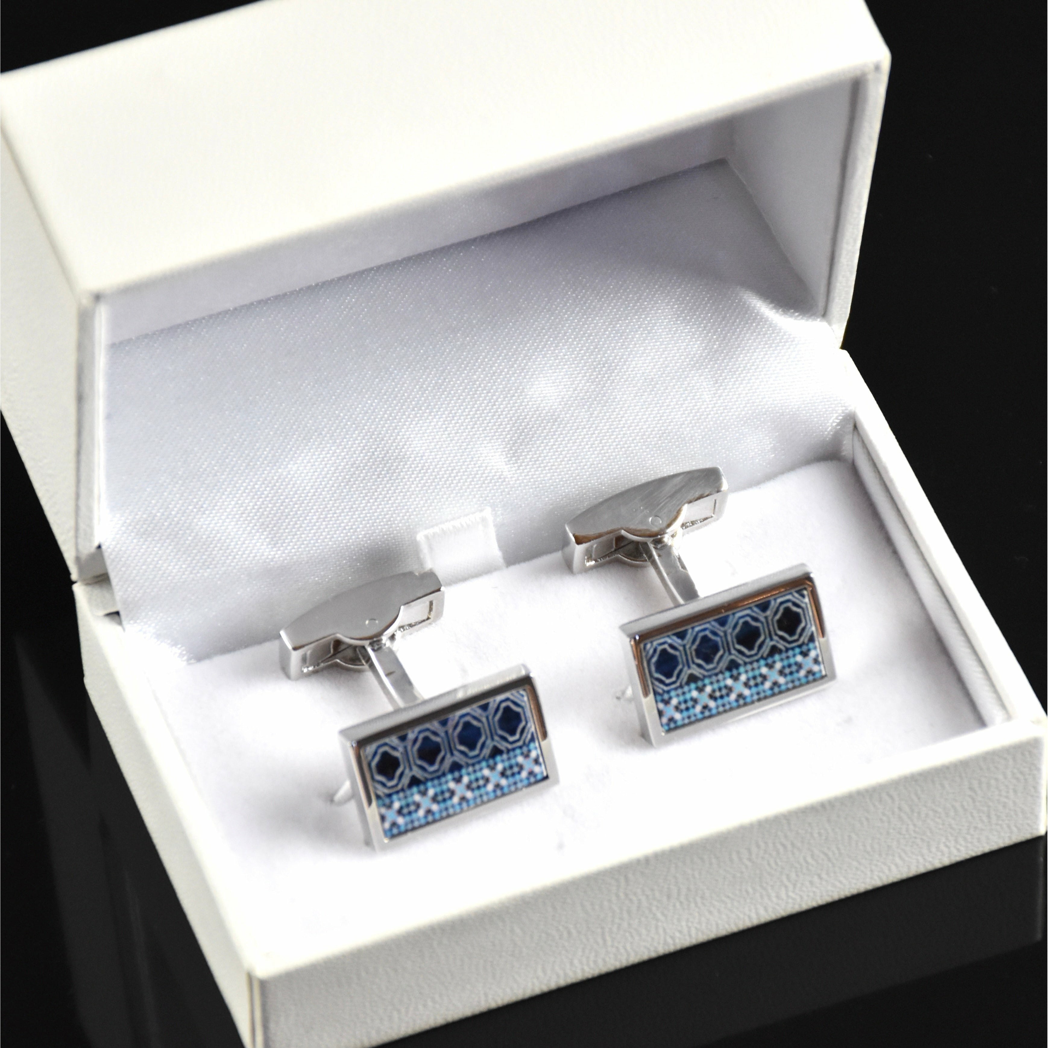 NOA Geometric Cufflinks - Blue | Hand Crafted | Gift for Him