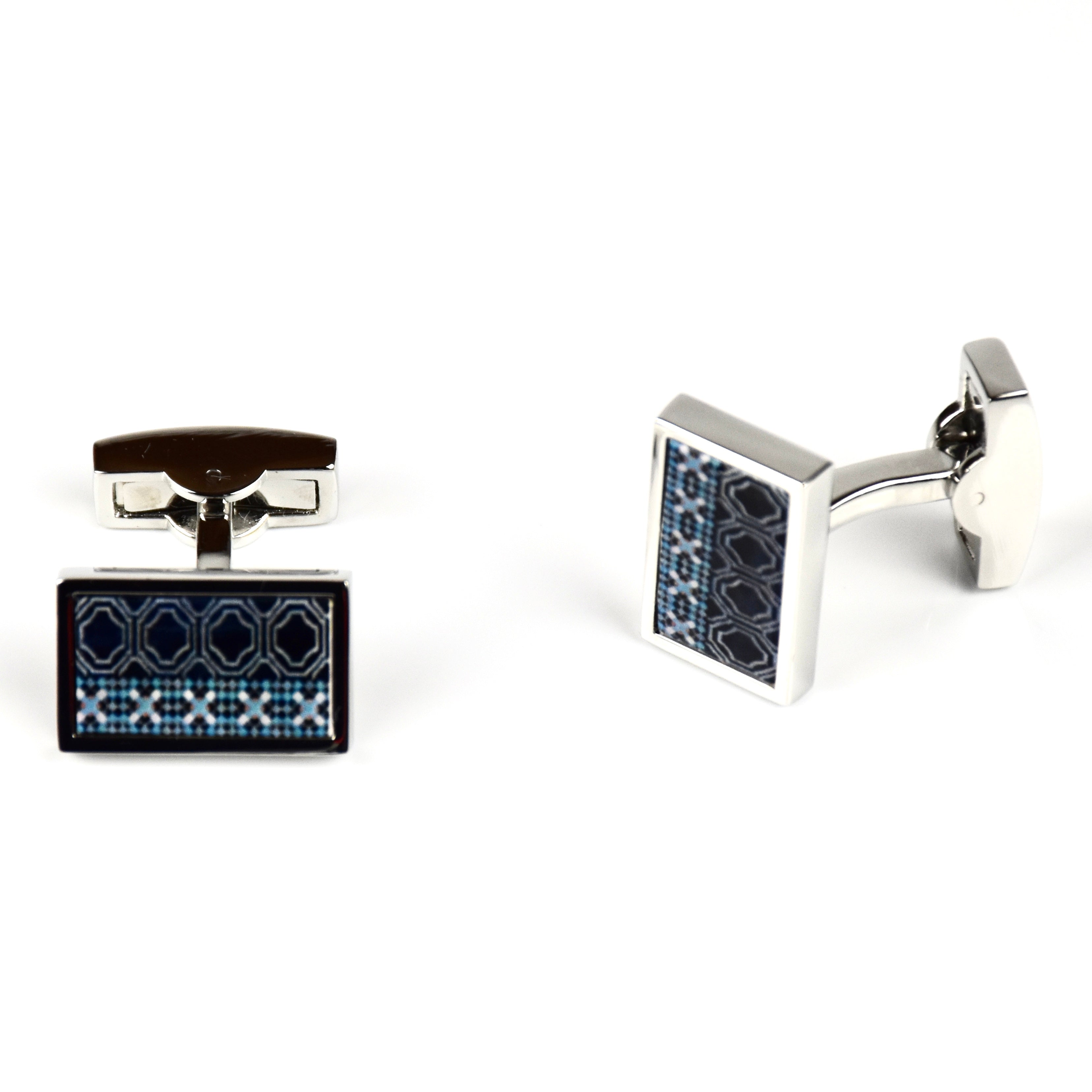 NOA Geometric Cufflinks - Blue | Hand Crafted | Gift for Him