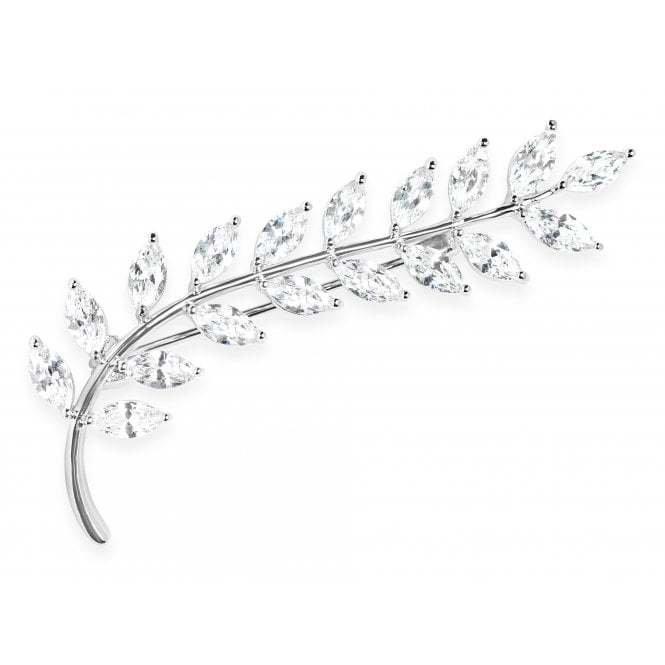Leaf Design Brooch with Cubic Zirconia | Gift for Her